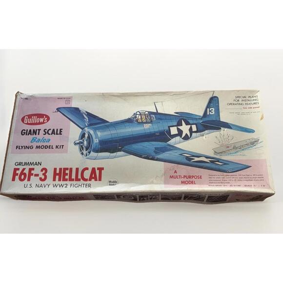 Toys | Guillows 105 F6f3 Hellcat Giant Scale Balsam Flying Model Kit ...